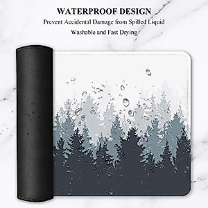 Auhoahsil Large Mouse Pad, Full Desk XXL Extended Gaming Mouse Pad 35" X 15", Waterproof Desk Mat with Stitched Edge, Non-Slip Laptop Computer Keyboard Mousepad for Office & Home, Misty Forest Design