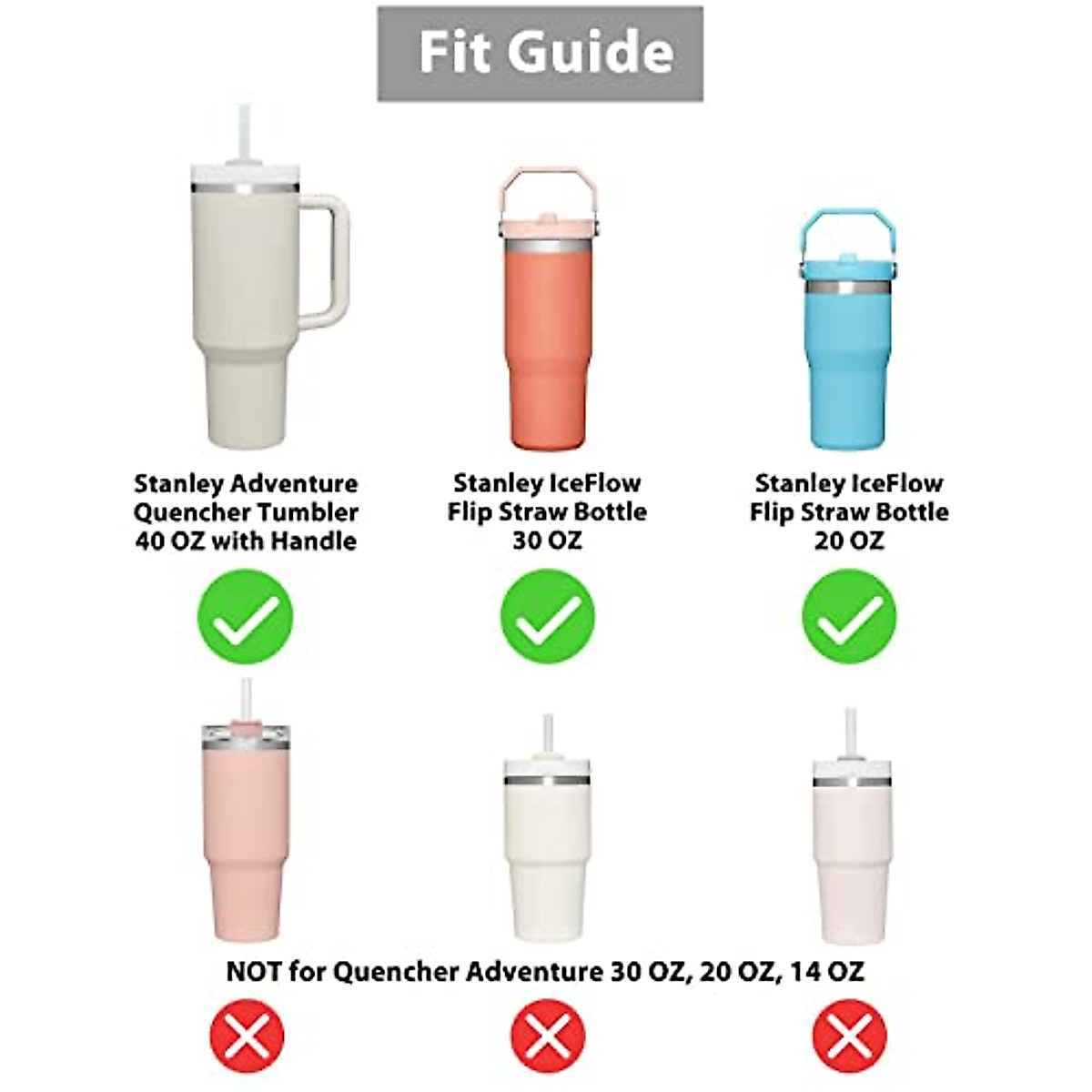 Silicone Boot for Stanley 40 oz Quencher Adventure Tumbler and IceFlow Flip 30 oz 20 oz, Stanley Cup Accessories Protector Sleeve Bottom Cover Bumper for Stanley 40 oz with Handle (White)