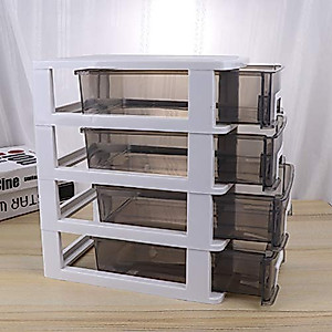 DECHOUS Plastic Storage Drawer, plastic drawer Four- layer Storage Cabinet Plastic Drawer, Portable Storage Rack plastic desktop drawers Organizer