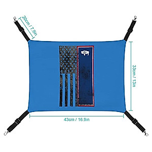 USA Wyoming State Flag Pet Hammock Comfortable Adjustable Hanging Bed for Small Animals Dogs Cats Hamster