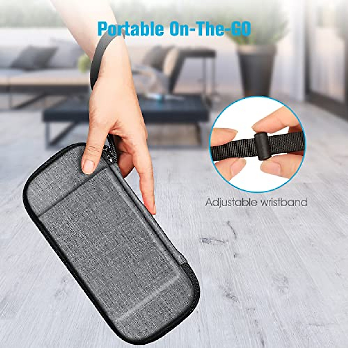 Fintie Slim Carrying Case for Nintendo Switch OLED Model 2021/Switch 2017 - [Slim Fit] Shockproof Protective Travel Storage Bag w/10 Game Cartridges for Switch Console Joy-Con, Gray