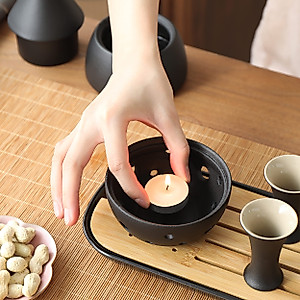 TEANAGOO Ceramic Sake Set with Warmer Pot Bamboo Tray, 10pcs/Set. T2 Regular Kraf Box Safe Packing, Sake Carafe(6 Oz) with 6 Sake Cups (0.9 Oz) for Hot or Cold Japanese Soju…