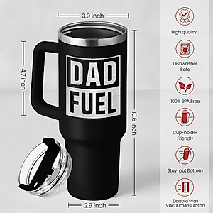 SANDJEST Dad Gifts from Daughter Son, Dad Fuel Tumbler with Handle 40oz, Stainless Steel Insulated Cup Gift Set with Lid & Straw, Coffee Tumblers for Dads Father's Day Birthday Christmas