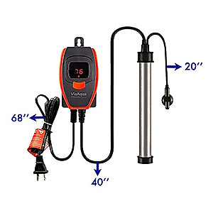 ViaAqua 300 Watt Titanium Heater, Gray (VA300T)