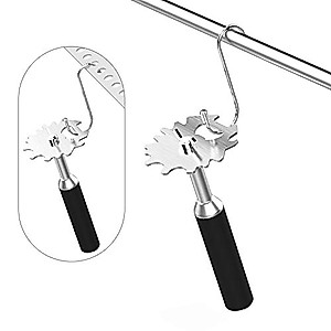 BBQ Grill Scraper -Stainless Steel Barbecue Grill Grate Cleaner-Unique Long Handle Design BBQ Cleaning Tools-Safer Than Wire Brush-Works with Most Grill Grates (Silvery)