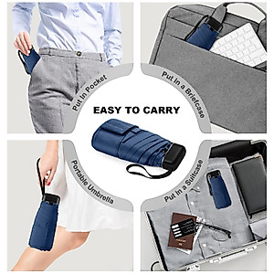 LEAGERA Mini Umbrella For Purse, Small Travel Umbrella Compact Waterproof Umbrella for Light Rain, Suitable for Women Purse and Pocket