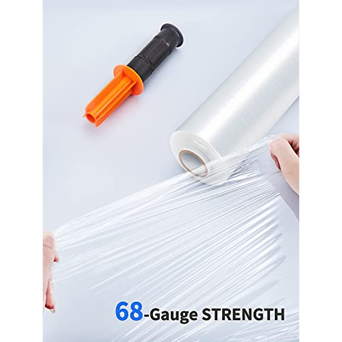 JARLINK 2 Pack Stretch Film, 15" x 1000ft Shrink Wrap for Pallet Wrap, Industrial Strength Stretch up to 650% Stretch with Handles, Self Adhering Packaging Heavy Duty Film for Moving, 68 Gauge, Clear