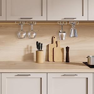 DecoBros 2PK Single Rail Wine Glass Stemware Rack Holder, Chrome