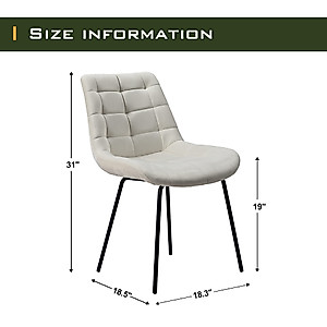NicBex Velvet Dining Chairs, Upholstered Reception Chairs, Tufted Accent Chair with Metal Legs for Home Kitchen, Living Room, Set of 2, White