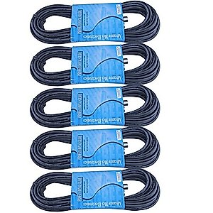 MCSPROAUDIO 5 Pack Balanced 100 Foot Shielded Male to Female 3 Pin XLR Mic Cable