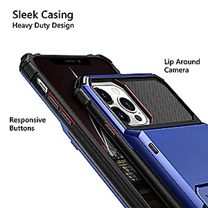 Vofolen Case for iPhone 13 Pro Max Case Wallet 4-Card Holder ID Slot Flip Door Hidden Pocket Anti-Scratch Dual Layer Hybrid TPU Bumper Protective Hard Shell Back Cover for iPhone 13 Pro Max Navy