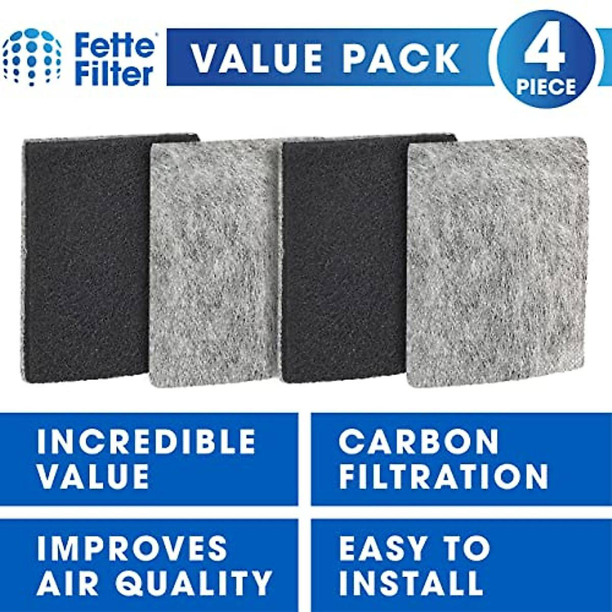 Fette Filter - FLT200 Air Purifier Filter Compatible with GermGuardian Filter Q for AP201/AC225 Air Purifier - Pack of 4