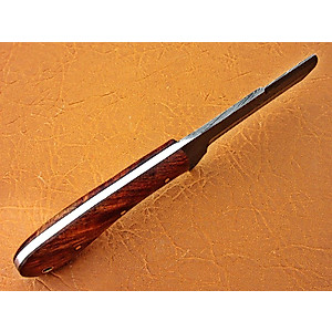 Black Smith Custom Knives DM-BC-01 Handmade Damascus Steel Bull Cutter Cowboy hunting castration and skinning knife, 8" Rose Wood Handle, Fixed Blade EDC Knife With Leather Sheath