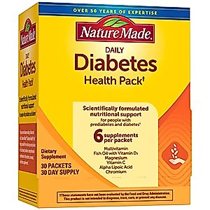 Nature Made Daily Diabetes Health Pack, Dietary Supplement for Nutritional Support, 30 Packets, 30 Day Supply