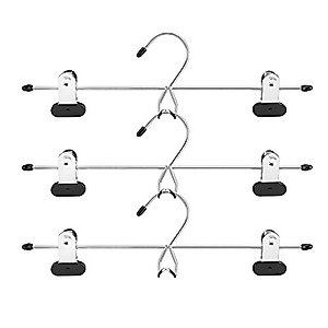 Whitmor Chrome/Black Add on Skirt & Slack Hangers, Chrome & Black