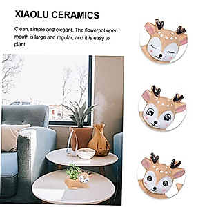 YARNOW 4pcs Garden Office Holder Container Deer Cactus Outdoor Ceramic House Plants Mini Figurines Bonsai Balcony Decor Small Cute Art Random Succulent Decorative Planter Home Landscape