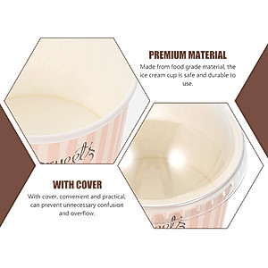 Cabilock Bowls Container 50 Sets Disposable Yogurt Bowl Paper Ice Cream Cups Bowls Lidded Cake Cake