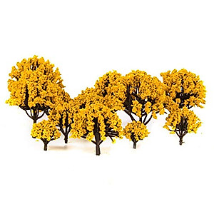 BESPORTBLE 20pcs Model Trees Fake Plastic Train Trees Railroad Scenery Architecture Trees for DIY Micro Landscape Bonsai 3CM-8CM (Orange)