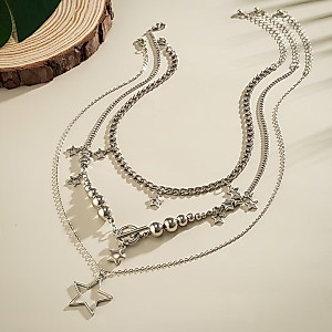 Todu Y2k Star Necklace Gothic Tassel Star Necklace Set Grunge Aesthetic Accessories Halloween Christmas New Year Jewelry Gift For Women
