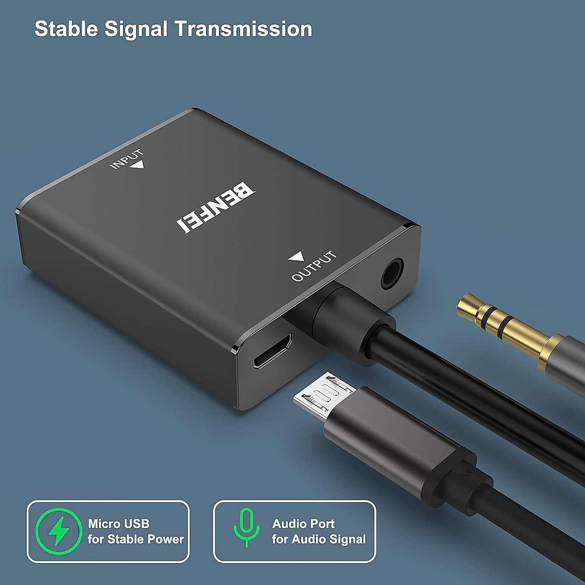 BENFEI HDMI to VGA, Uni-Directional HDMI Computer to VGA Monitor Adapter (Female to Male) with 3.5mm Audio Jack Compatible with TV Stick, Computer, Desktop, Laptop, PC, Monitor, Projector, Roku, Xbox