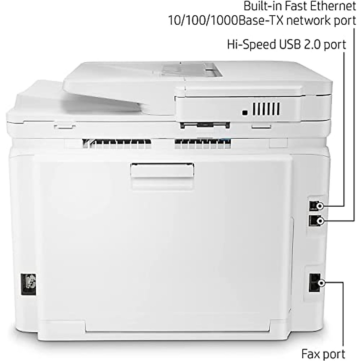 HP Color Laserjet Pro MFP M283cdw Wireless All-in-One Laser Printer, White - Print Scan Copy Fax - 2.7" LCD Display, 22 ppm, 600 dpi, Auto 2-Sided Printing, 50-Sheet ADF, Ethernet, USB, Cbmoun