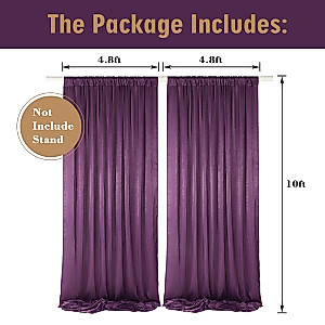 SHERWAY 9.6 Feet x 10 Feet Purple Silky Soft Curtain Wedding Backdrop Drapes, Slightly Shiny Satiny Window Curtains for Party Ceremony Decoration