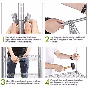 Cozzine 5 Tier Storage Shelves, Adjustable Storage Shelves Heavy Duty Steel Tube Wire Shelving Unit (Black 21'' x 11'' x 59'')