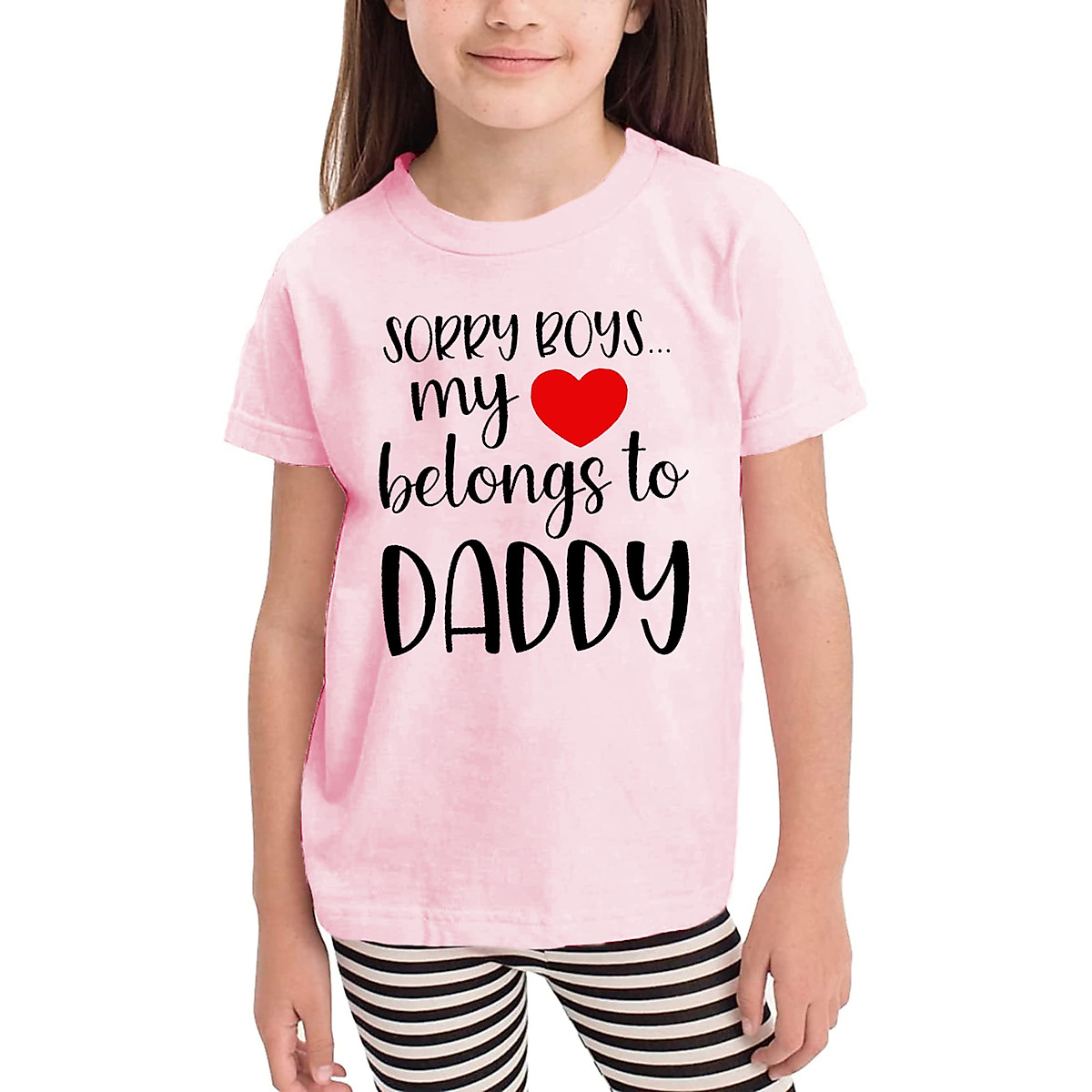 Kids Girls Valentine's Day Shirts Sorry Boys My Heart Belongs to Daddy Tshirt Toddler Valentine T-Shirt Graphic Tee Tops