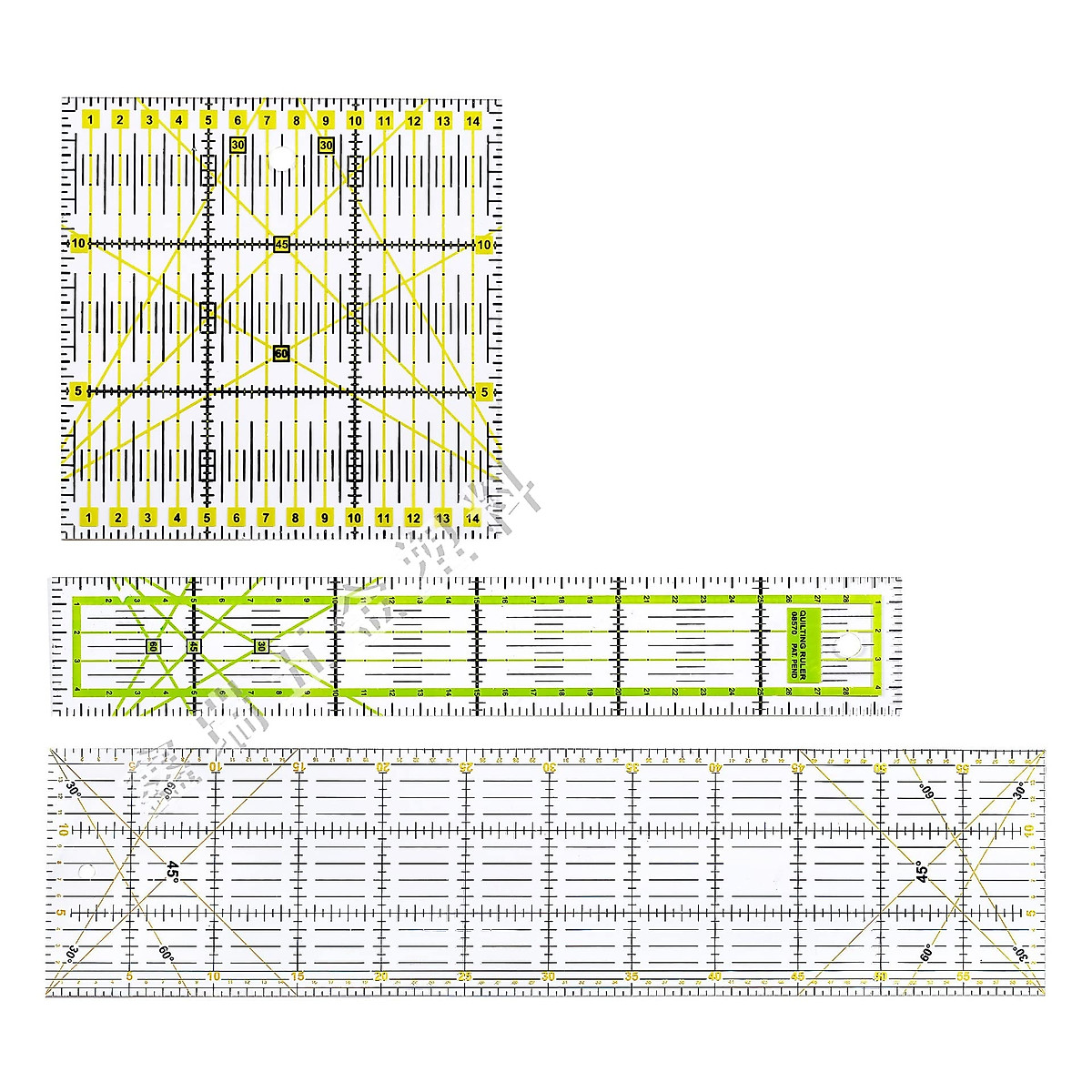 Phicus 3pcs /Set Acrylic Multi-Function Clothing Clear Ruler Sewing Patchwork Feet Tailor Yardstick Cloth Cutting Rulers - Sewing Tools & Accessory - - (Color: 1set)