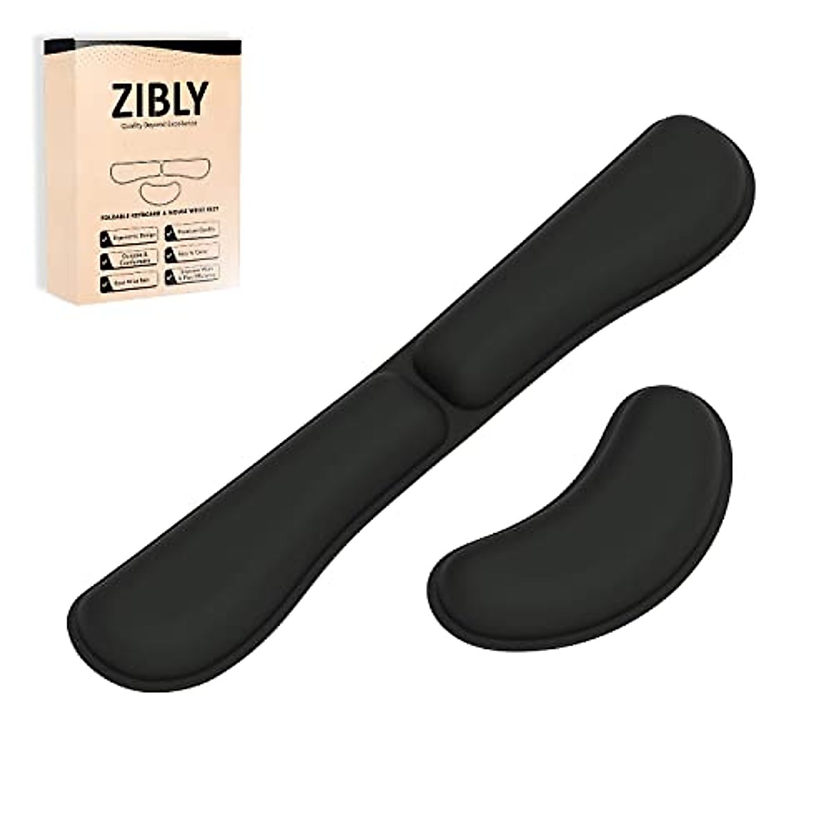 ZIBLY Gel Memory Foam Wrist Rest Keyboard and Mouse Set - Ergonomic Anti-Skid Non Slip Cushion Mouse Pad Wrist Support - Easy Typing, Pain Relief for Work from Home Gaming Computer Laptop