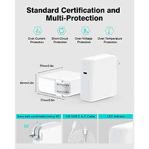 Charger for MacBook Pro 10FT, 96W USB C Charger Power Adapter for MacBook Pro 16, 15, 14, 13 inch 2023, 2022 2021, 2020, 2019, M1 M2 MacBook Air, LED, 5A USB-C Cable Charging as Fast as MagSafe 3