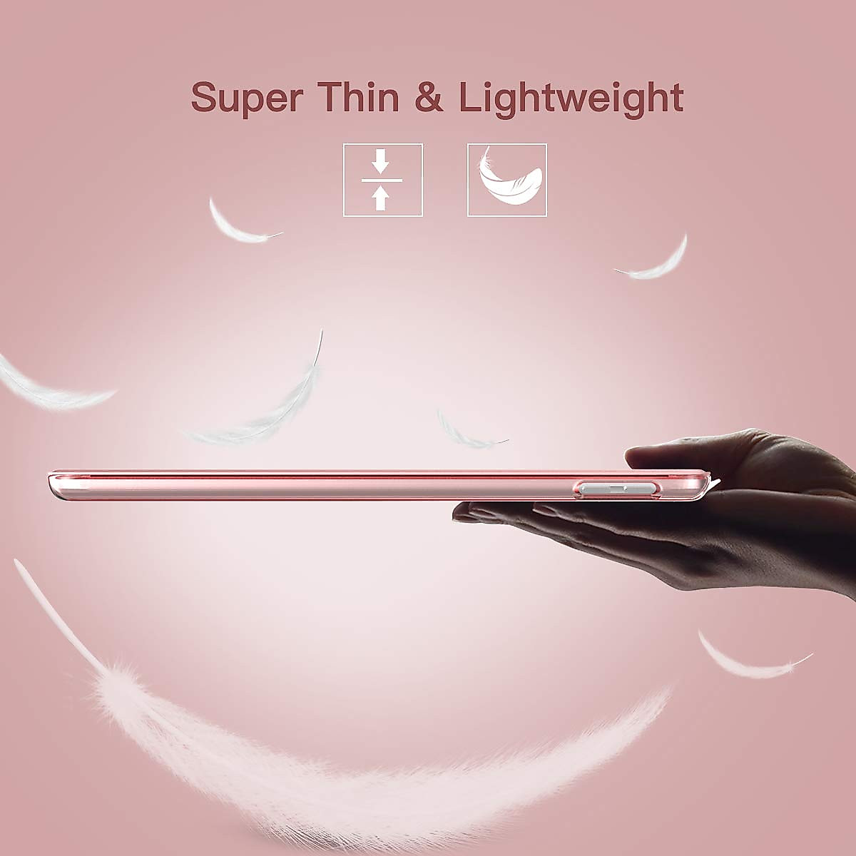 TiMOVO iPad 10.2 Case iPad 9th Generation 2021/ iPad 8th Generation 2020/ iPad 7th Generation 2019 Case,Slim Translucent Hard PC Protective Smart Cover with Stand for iPad 10.2 Inch,Rose Gold