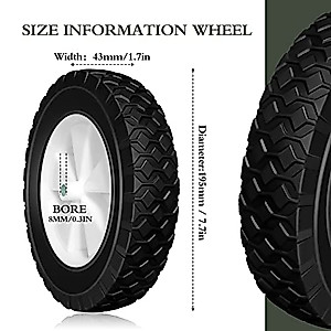 [2 Pack] 8 Inch Wheels Replacement 8mm, Lawn Mower Wheels Replacement, Grill Wheels Replacement, Wheels Replacement Parts