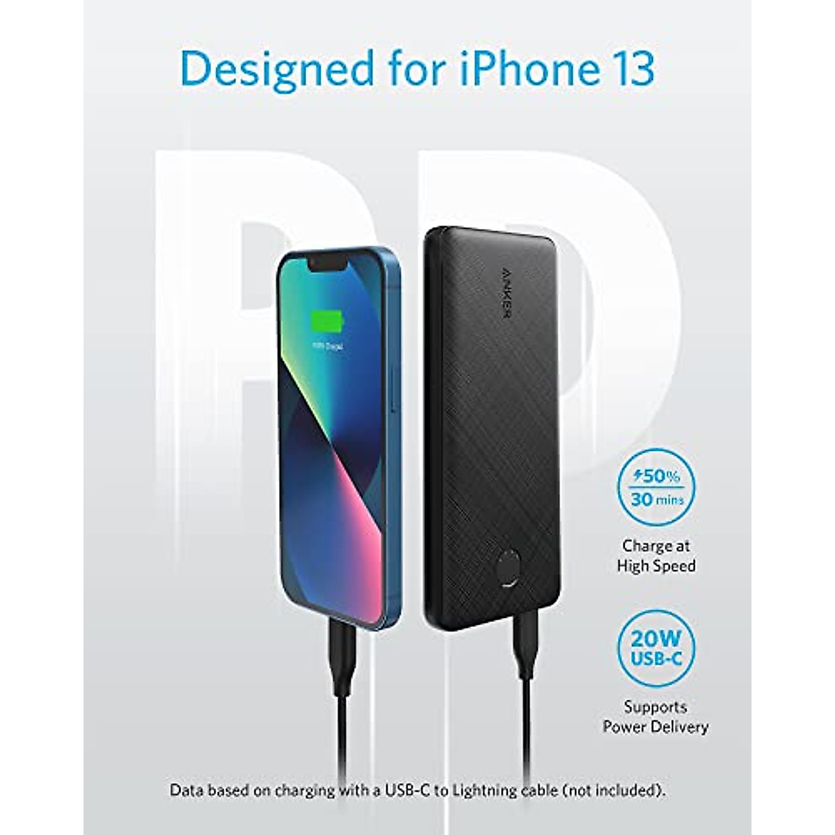 Anker Portable Charger, USB-C Portable Charger 10000mAh with 20W Power Delivery, 523 Power Bank (PowerCore Slim 10K PD) for iPhone 14/13/12 Series, S10, Pixel 4, and More