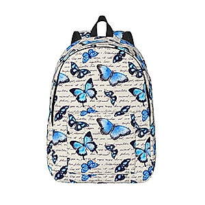 XBFCDN Vintage Blue Butterfly Backpack For Men Women Extra Large Travel Backpacks Fits 17 Inch Laptop