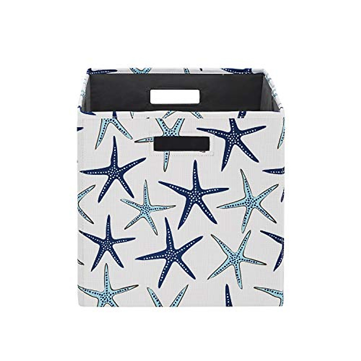 Linon White and Blue Starfish Print-Set of 2 Dawes Storage Bins