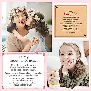 JoycuFF Gifts for Daughter, Unique Letter I Bracelet Gifts for Girls Daughter Birthday Gift 5-7 Year Old Girls Birthday Gifts Ideas Easter Christmas Baptism Valentines Day Gifts for Girls