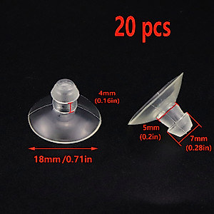 Risbay 18mm Clear Suction Cups,PVC Plastic Sucker Pads without Hooks and Holes,20-Pack
