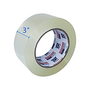 PERFECTAPE 3" Heavy Duty Packing Tape 6 Rolls, Total 390Y, Clear, 2.7 mil, 3 inch x 65 Yards, Ultra Strong, Refill for Packaging and Shipping