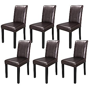 ZENY Dining Chair Set of 6, PU Leather Chairs Modern Diner Chairs Armless Side Chair with Solid Wood Legs for Home Kitchen Living Room