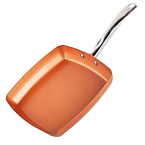 XJKLBYQ Square Frying Pan 9.5'' Square Skillet Non Stick Induction Frying Pan with Stainless Steel Handle Cooking Pan Dishwasher and Oven Safe for Quickly Even Heating, Square Frying Pan