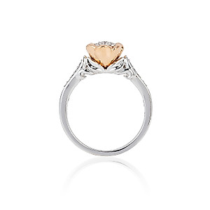 Jewelili Enchanted Disney Fine Jewelry 14K White Gold and Rose Gold 1/4 Cttw Diamond Belle Rose Engagement Ring, Size 6