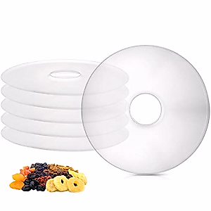 ZOOFOX 6 Pack Fruit Roll Sheets, Round Plastic Dehydrator Sheets with Edges, Reusable Dryer Mats for Fruit Leather, Meat, Beef jerky, Herb, Vegetable, BPA-Free