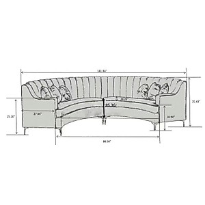 Legend Furniture Curved Sofa Velvet Symmetrical Modular Round couches for Living Room Sectional, 142" L x 32" D x 36" H, Blue