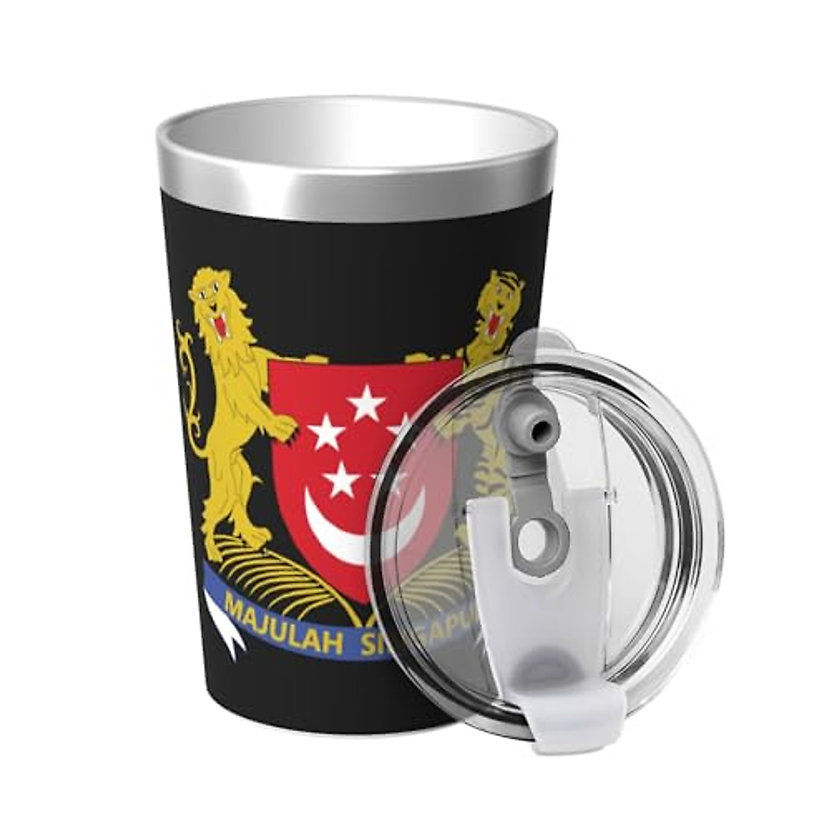 Coat Of Arms Of Singapore Insulated Stainless Steel Tumbler 12 Oz Thermos Come With Straw Leak-Proof Travel Mug Cup