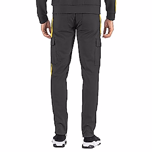 Weiv Gear Men’s Track Pants – Casual Two Stripe Cargo Pocket Ankle Zipper Sweatpants Joggers Active Athletic Workout TP500 BLKYEL M Black/Yellow
