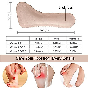 2 Pairs High Heel Inserts Women, ¾ Adhesive Cushioning Insoles, Sockless Shoe Insoles Anti-Slip, Invisible High Heel Relief Insoles for Sandals Flats Pump Dress Shoes Boots