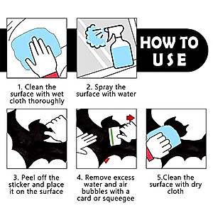 Mfault 65PCS Happy Halloween Window Clings 9 Sheets, Trick or Treat Skeleton Skull Spooky Pumpkins Stickers Decals Decorations, Boo Ghost Bat Holiday Party Supplies Living Room Home Kitchen Decor