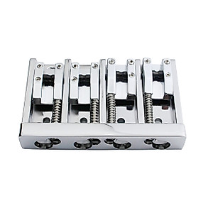 Guyker Guitar Bass Bridge - 4-String A-Style Bass Bridge .656" .687" .718" .750" .787".687" String Spacing Adjustment, Chrome