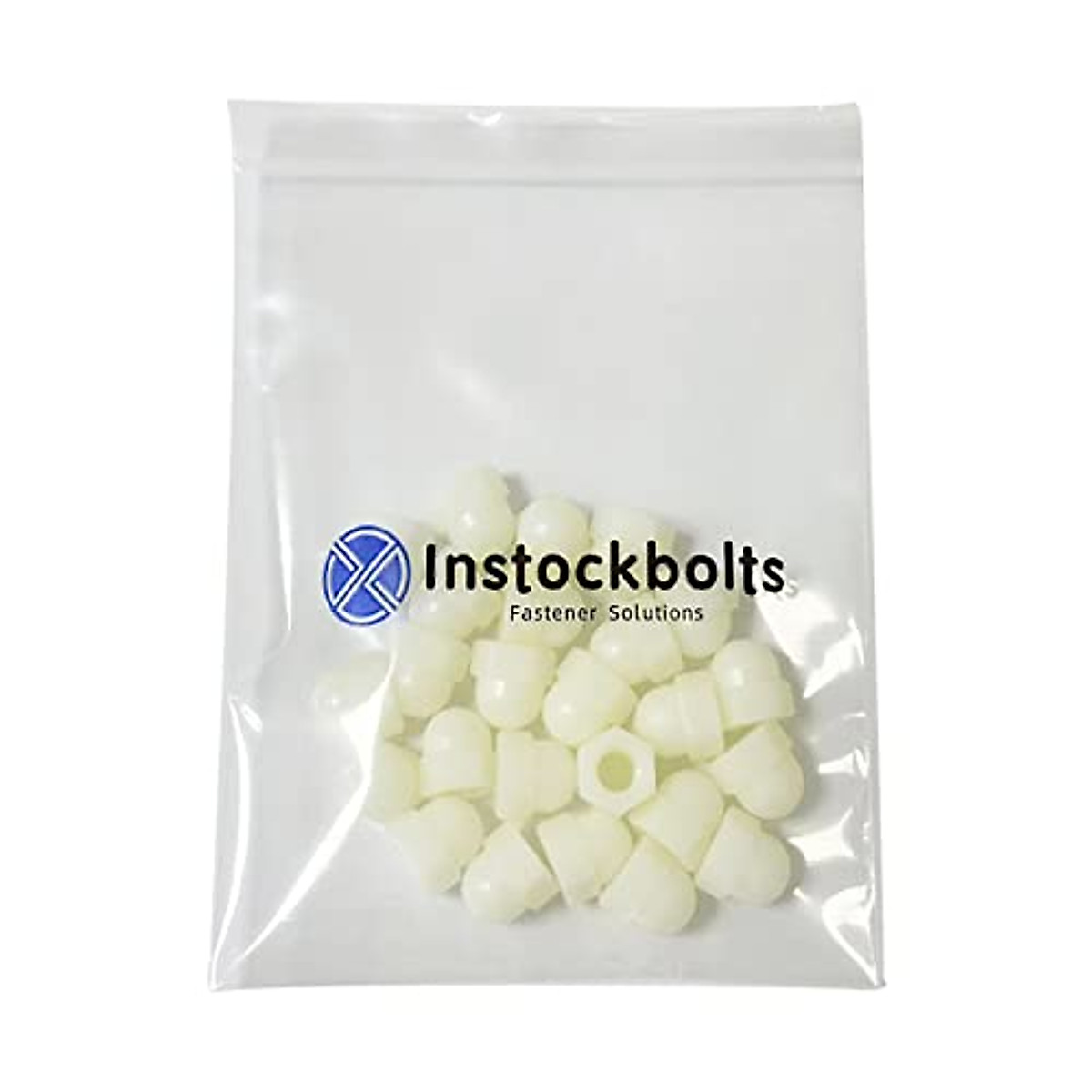 M12 Nylon Acorn Cap Nuts, White, 25Pcs-Pack